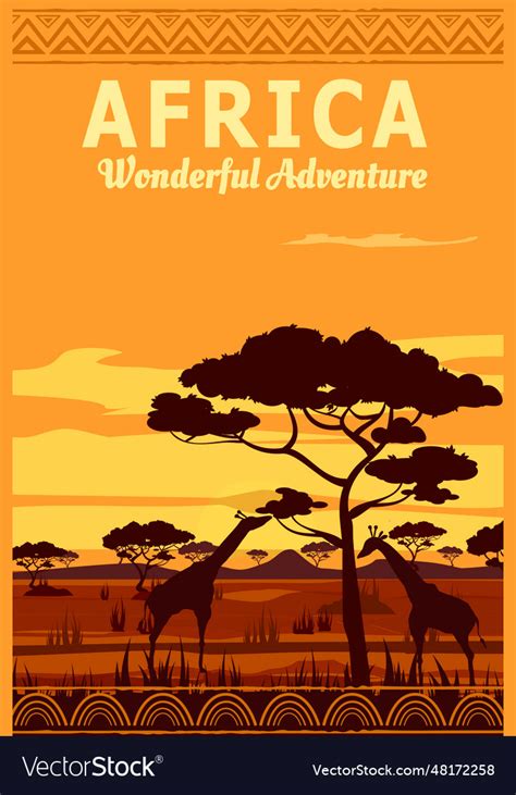 Travel Poster Africa Savanna Sunset Royalty Free Vector