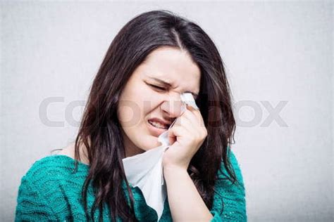 Girl Crying Into A Handkerchief Colourbox