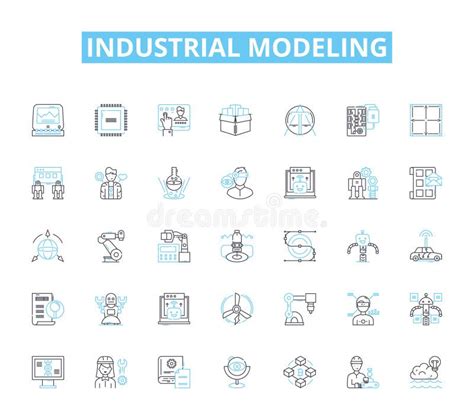 Industrial Modeling Linear Icons Set Factories Manufacturing