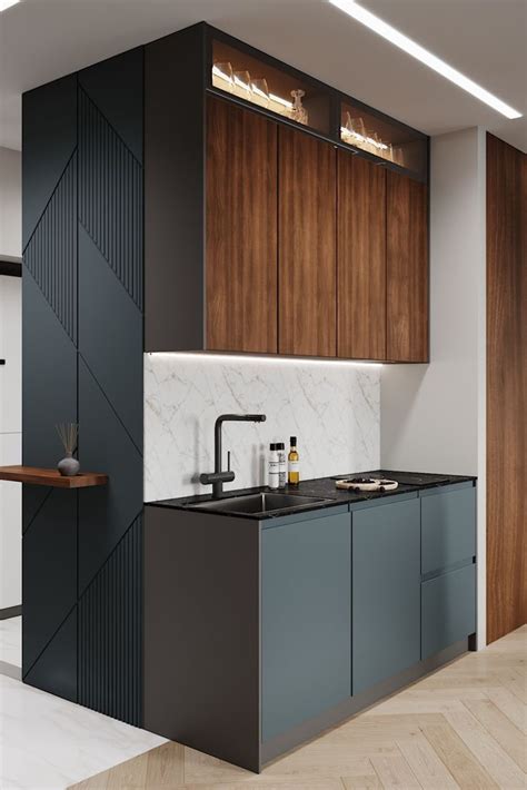 Дизайн проект маленькой кухни в квартире студии 30 кв м в современном стиле Дизайн Интерьер