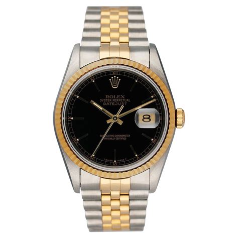 Rolex Datejust Ladies Two Tone 18 Karat And Stainless Black Dial For