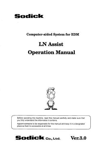 Used Manual For Used Sodick Computer Aided System For Edm Ln Assist