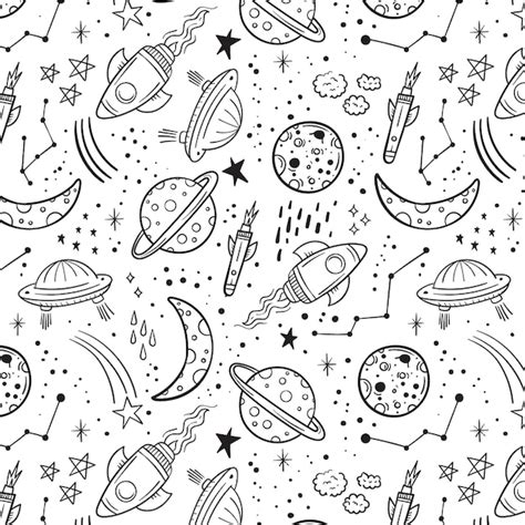 Premium Vector Hand Drawn Space Pattern Design