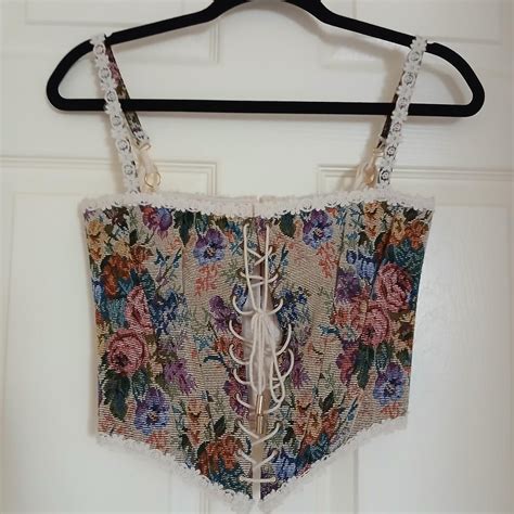 Floral Pattern Jacquard Corset Laceup Front And Depop