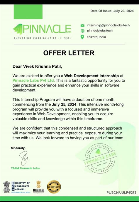 Excited To Share That I Have Got An Internship On Web Development