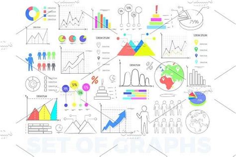 Bright Charts And Round Diagrams Illustrations Set Illustration