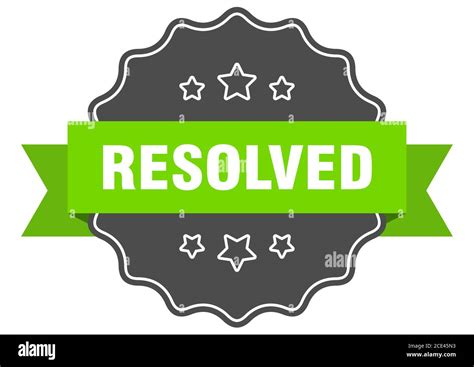 Resolved Label Resolved Isolated Seal Retro Sticker Sign Stock Vector