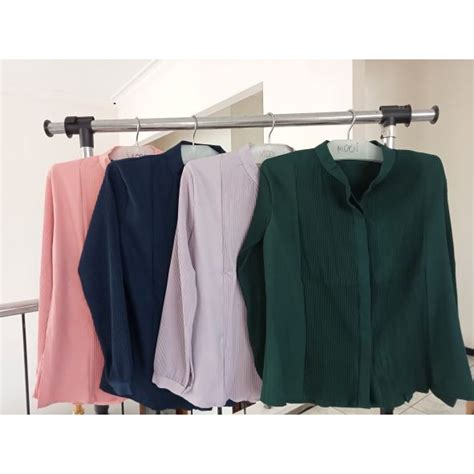 Jual Pengiriman Dari Malang Blouse Blus Atasan Kemeja Pleats Plisket