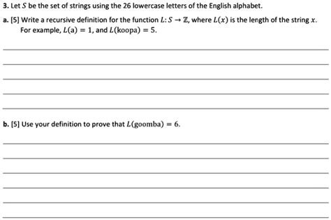 Solved Let Be The Set Of Strings Using The 26 Lowercase Letters Of The