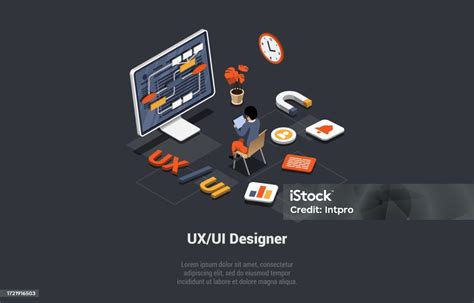 desain ui ux seni digital jenis huruf konsep ikon pria di depan