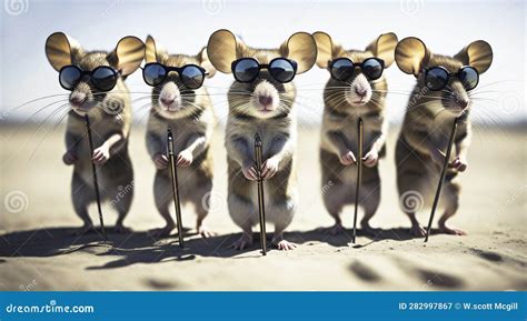 Generative Ai Image Of A Group Of Blind Mice Stock Illustration