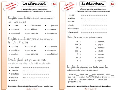 Résultat De Recherche Dimages Pour Exercice Déterminant Ce1 Pdf