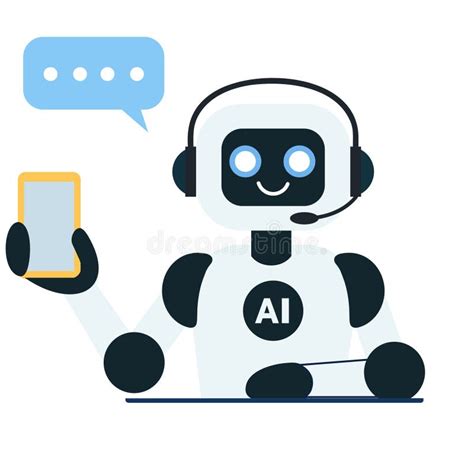 Cute Chat Bot Robot Shows Smartphone Stock Vector Illustration Of Internet Intelligence