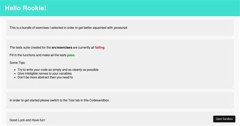 Javascript Exercises Codesandbox