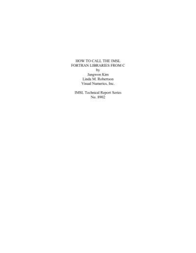 how to call the imsl fortran libraries from c by
