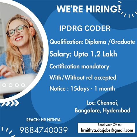 Hi Connections 🚨 Were Hiring Ipdrg Coders 💼 Salary Up To ₹12