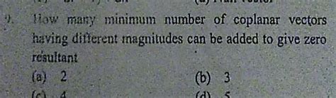the minimum number of coplanar vectors having different non zero