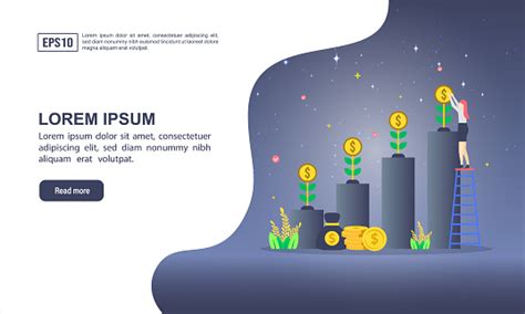 캐릭터와 투자 수익의 벡터 일러스트 레이 션 개념입니다 배너 전단지 승진 마케팅 자료 온라인 광고 비즈니스 프리 젠 테이 션을 위한 현대 그림 개념적 개념에 대한 스톡 벡터