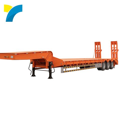 China Manufacturing Low Bed Chassis Trailer 50ton Payload Lowbed Trailer 3 Axles Low Bed Trailer