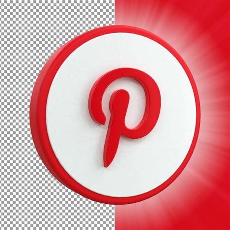 Pinterest 3d 소셜 미디어 아이콘 다채로운 광택 3d 아이콘 개념 구성에 대 한 3d 렌더링 프리미엄 Psd 파일