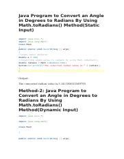 Java Program To Convert An Angle In Degrees To Rad Docx Java Program To Convert An Angle In