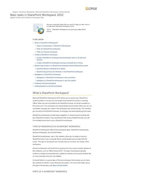 Pdf Basic Tasks In Sharepoint Workspace 2010 Dokumentips