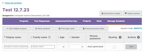 Student Account Creation Picture Passwords Secret Words Code Org
