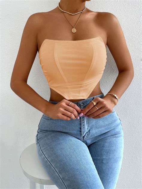 Asymmetrical Hem Tube Top Tops Women Tube Top