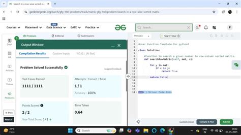 🚀 Geeksforgeeks 160 Day Challenge Day 39 Searching In A Row Wise Sorted Matrix 🚀 Piyush Singh