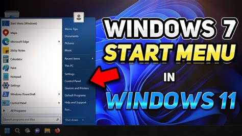 How To Get Windows 7 Start Menu In Windows 11 Tutorial Youtube