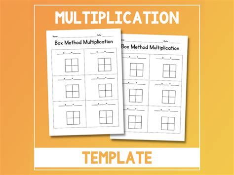 Box Method Multiplication Blank Template Multiplying Double Digit Numbers Teaching Resources
