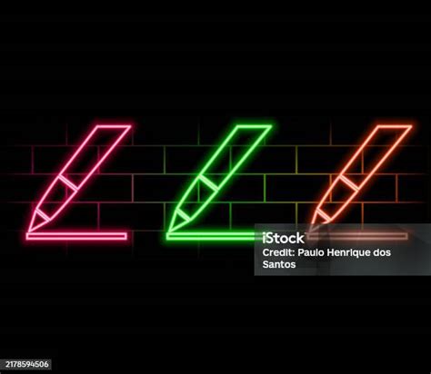 펜 쓰기 얇은 획 연필 기호 공부와 교육의 아이콘 네온 글로우 벡터 일러스트 레이 션 Concept2 0명에 대한 스톡 벡터 아트 및 기타 이미지 Istock