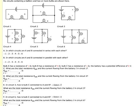 Solved Six Circuits Containing A Battery And Two Or More Chegg Com
