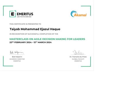 Successfully Completed Masterclass On Agile Decision Making For Leaders