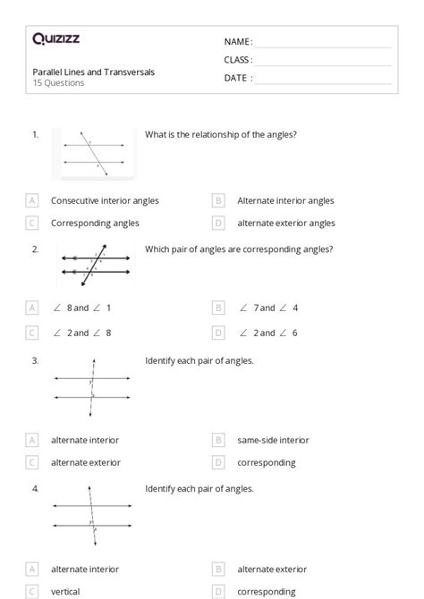 50 Transversal Of Parallel Lines Worksheets For 10th Grade On Quizizz Free And Printable