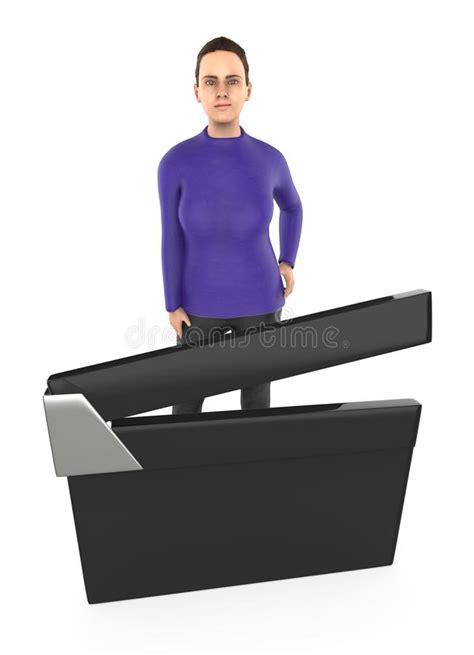 3d Character Woman And A Clapperboard Stock Illustration Illustration Of Film Time 124859147