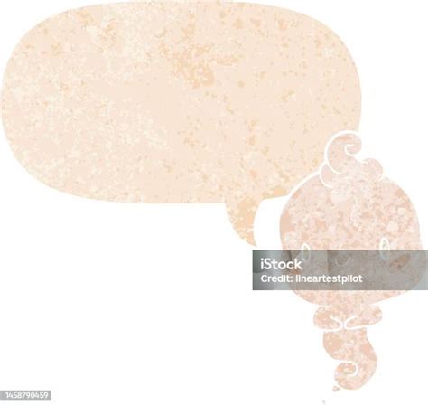 그런 지 고민 복고풍 질감 스타일의 말풍선이 있는 만화 유령 0명에 대한 스톡 벡터 아트 및 기타 이미지 0명 귀신 귀여운 Istock