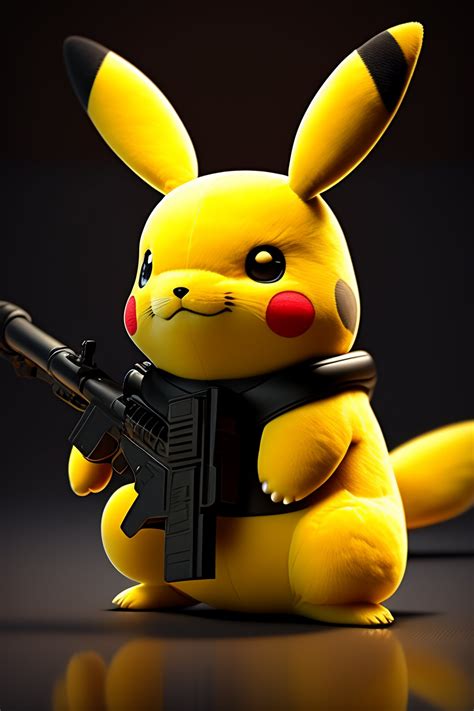 Lexica Plush Pikachu Holding Gun Beautiful 4k Hd Realistic 3d Render