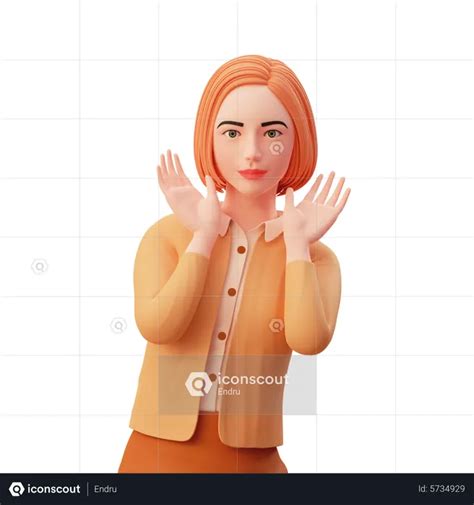 Young Girl Trying Kawaii Pose 3d Illustration Download In Png Obj Or