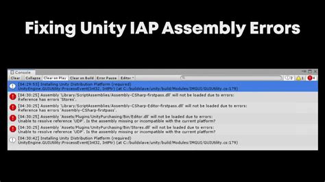 Unity Iap Importing And Fixing Assembly Errors Youtube