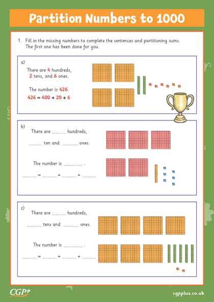 flexible partitioning of numbers to 1000 year 3 cgp plus