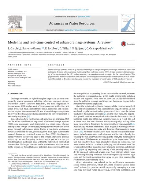 Pdf Modeling And Real Time Control Of Urban Drainage Systems A Review