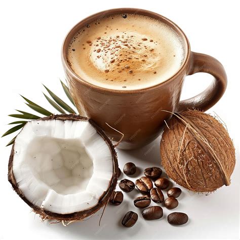 Café De Coco Dulce Aislado Sobre Un Fondo Blanco Foto Premium