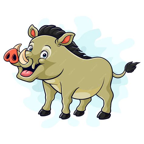Premium Vector Cartoon Funny Warthog Isolated On White Background