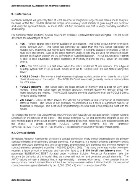 Performance Autodesk Nastran 2022 Nonlinear Analysis Handbook Pdf Central Processing Unit