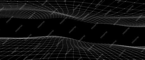 Premium Vector Empty Futuristic 3d Wireframe Room Vector Perspective Grid Cyberspace