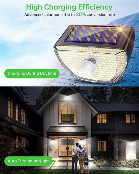 Whousewe Solar Motion Sensor Lights 200led Solar Lights Outdoor Solar