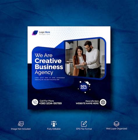 디지털 마케팅 대행사 및 기업 소셜 미디어 게시물 광장 배너 템플릿 프리미엄 벡터