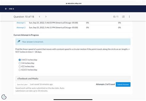 Solved Find The Linear Speed Of A Point That Moves With Chegg