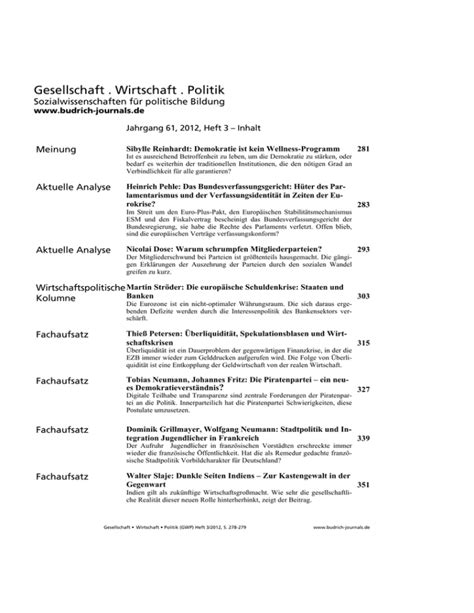 Gesellschaft Wirtschaft Politik